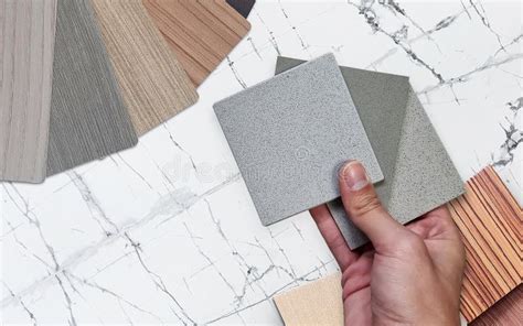 Architect Matching Grey Stone Tiles With Many Color And Texture Of Wooden Samples For Interior