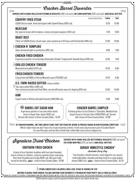 Cracker Barrel Menu And Nutrition At Roy Chowdhury Blog