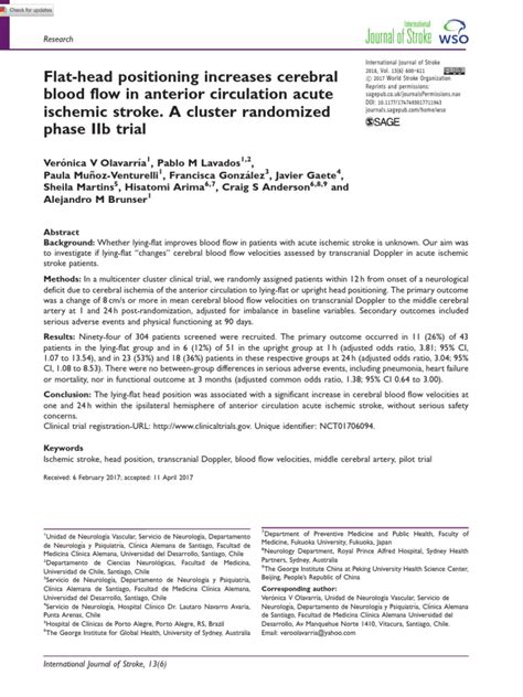 Flat Head Positioning Increases Cerebral Blood Flow In Anterior