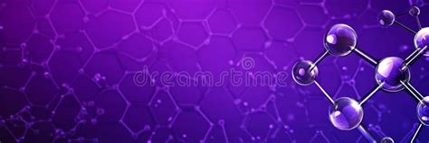 Molecular Structure On Purple Background Science Chemistry And Laboratory Research Banner