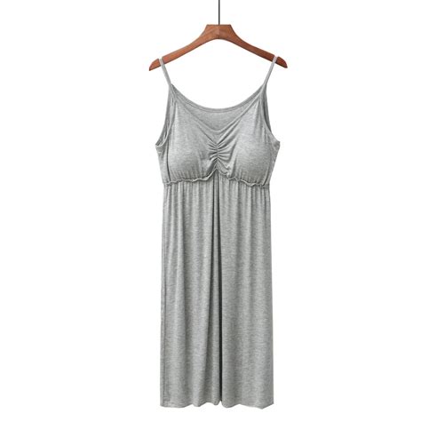 Njagoc3 Womens Plus Size Modal Slip Dress Solid Color Long Nightgown