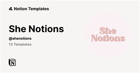 She Notions Template Creator Notion Marketplace
