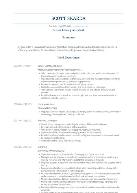 Library Assistant Resume Samples And Templates Visualcv