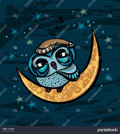 جغد کارتونی و ماه زرد 1113603