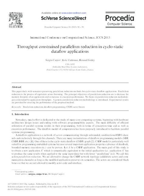 Pdf Throughput Constrained Parallelism Reduction In Cyclo Static