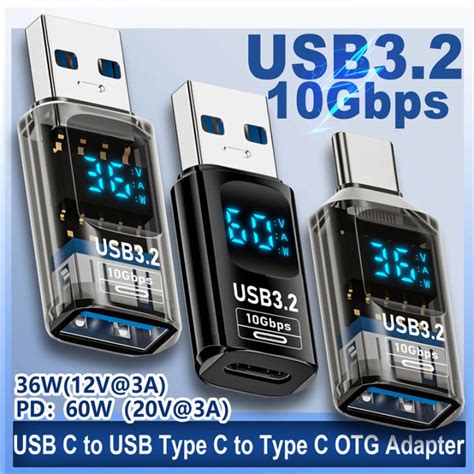 USB 3 2 Digital Display Adapter 10Gbps USB Male TO USB Female Converter Fast Charging Data