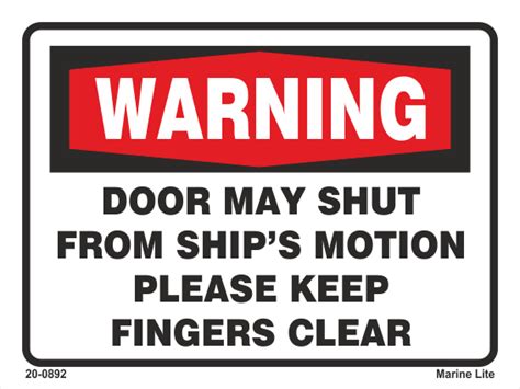 Isps Code Signs Warning Door May Shut From Ships Motion