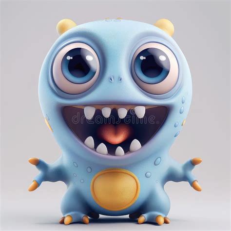 Character Design Funny Cute Cartoon Monster With Big Eyes And Open