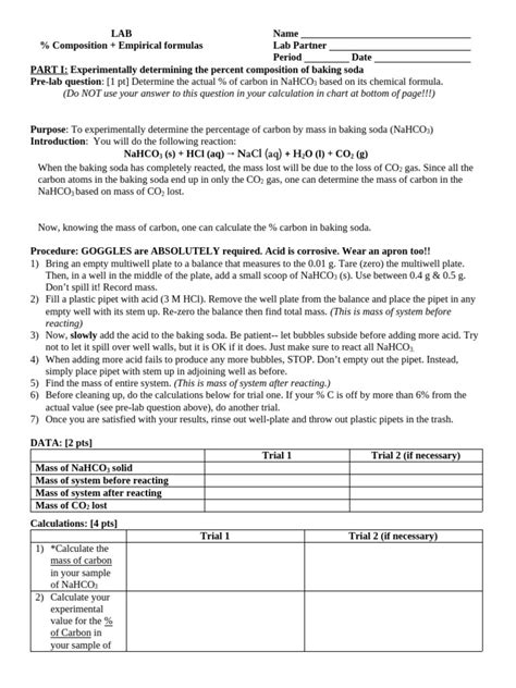 Comp And Emp Form Lab Pdf Magnesium Sodium Bicarbonate