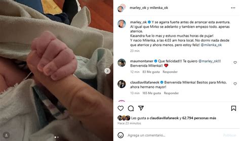 Nació Milenka la segunda hija de Marley las primeras fotos