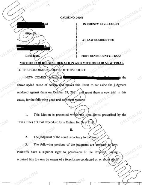 Motion For Reconsideration Texas Rules Of Civil Procedure Us Legal Forms