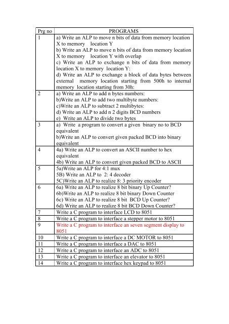 Prg No Programs 1 A Write An Alp To Move N Bits Of Data From