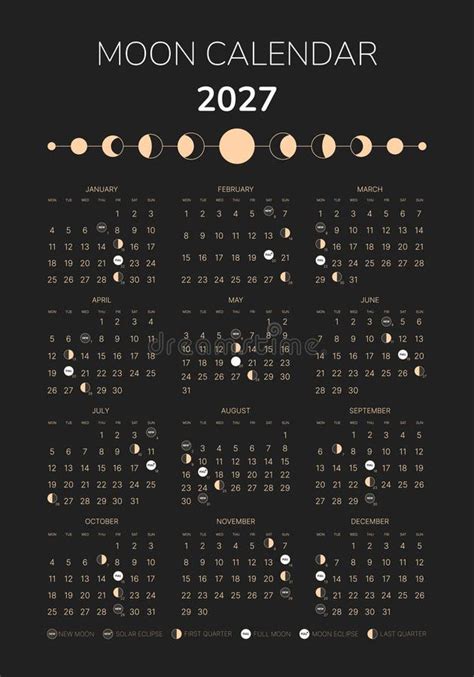 2027 Year Lunar Calendar Stock Vector Illustration Of Astronomy