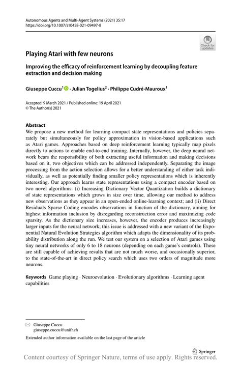 pdf playing atari with few neurons improving the efficacy of reinforcement learning by