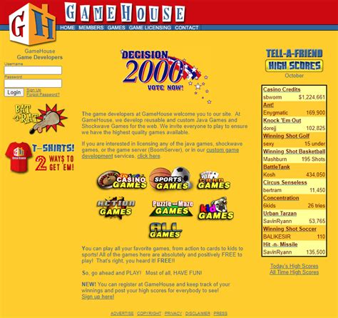 Gamehouse In 2000 Web Design Museum
