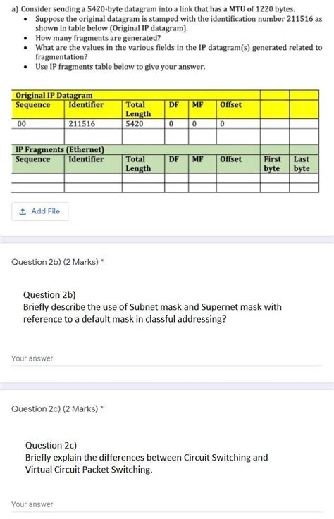 Solved A Consider Sending A 5420 Byte Datagram Into A Link