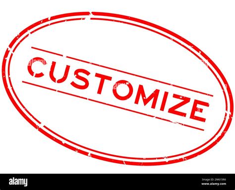 Grunge Red Customize Word Oval Rubber Seal Stamp On White Background