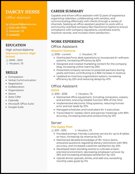 Cv Office Assistant Example At Doreen Woods Blog