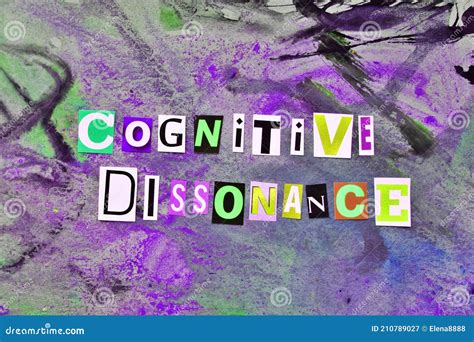Cut Out Colored Letters From Magazines And Compilation Of Cognitive Dissonance Stock Image