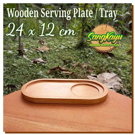 Jual Baki Nampan Kayu Oval 24x12 Wooden Tray Plate Piring Kayu Serving