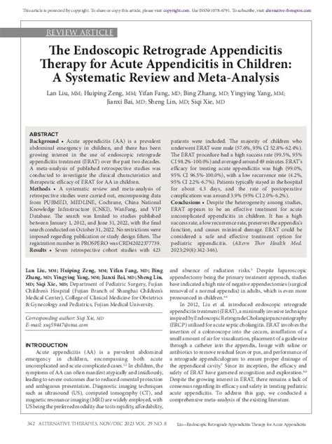 The Endoscopic Retrograde Appendicitis Therapy For Acute Appendicitis