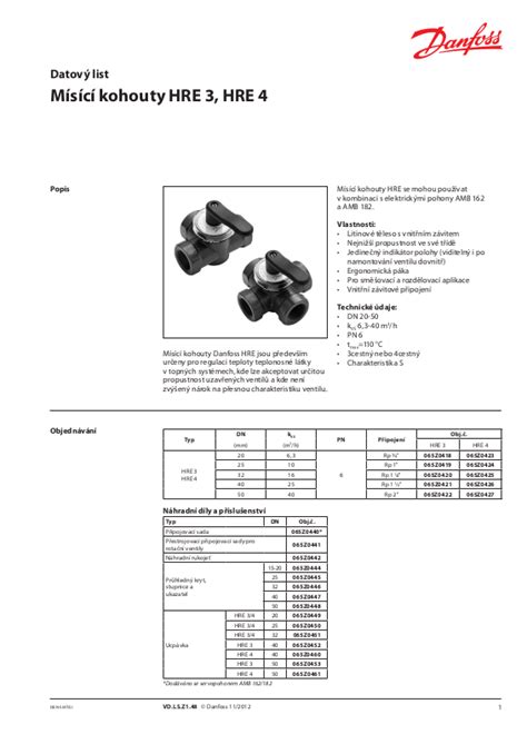 Danfoss Hre 3 Hre 4 Data Sheet