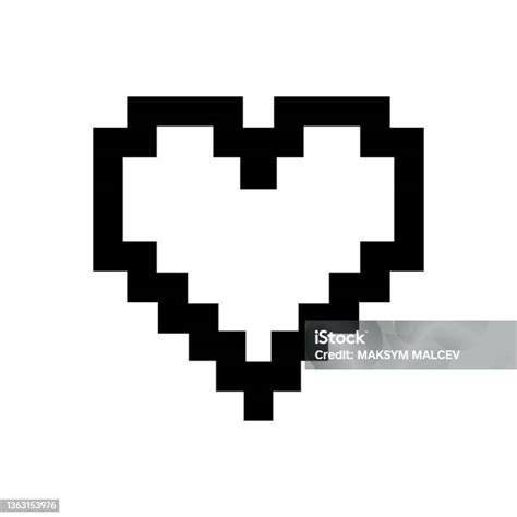 픽셀 하트 그림 아이콘 또는 로고 흰색 배경에서 격리된 벡터 그림입니다 Eps 10 검은색에 대한 스톡 벡터 아트 및 기타 이미지 검은색 공휴일 귀여운 Istock