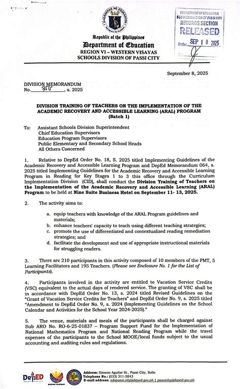 Call For Deped Tayo Schools Division Of Passi City Facebook