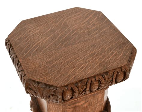 Lot American Carved Oak Plant Stand