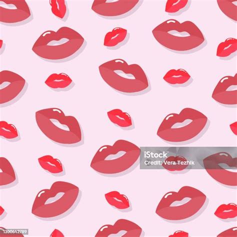 핑크 배경에 매끄러운 립 패턴 입술과 입 벡터 일러스트 포장지 배너 엽서 배경에 대한 패턴 발렌타인 0명에 대한 스톡 벡터 아트 및 기타 이미지 Istock