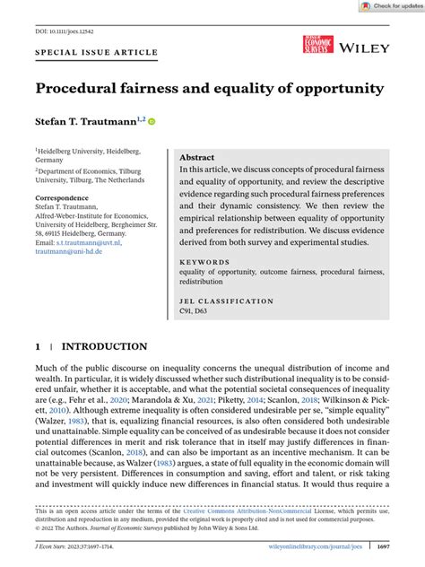 Trautmann Procedural Fairness And Equality Of Opportunity Pdf