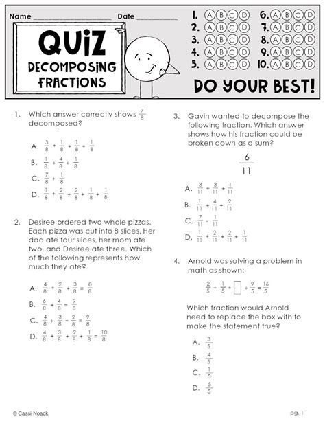 Decomposing Fractions Quiz Minds In Bloom Unlimited