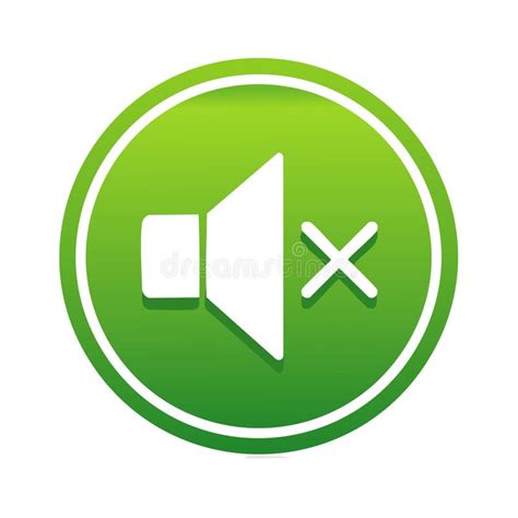 Green Circular Mute Button Icon With White Speaker And Cross Symbol For