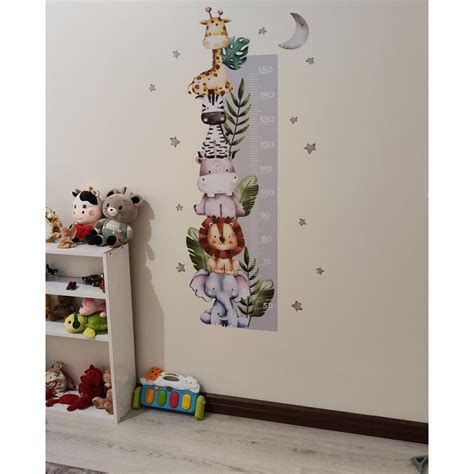 برچسب دیواری چارت قد حیوانات جنگلی کد 1465 دیوار آب نباتی