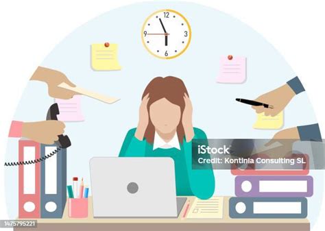 업무 스트레스 또는 업무 과부하 상황에서 회사 또는 작업 팀의 여성 상사 상사 또는 관리자 건강하지 못한 생활방식에 대한 스톡