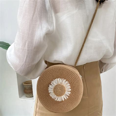 밀짚 비치 가방 짚 가방 짠 가방 빈티지 손수 짠 숄더 가방 등나무 가방 여름 휴가 Crossbody 가방 캐주얼 가방