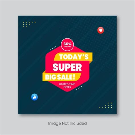 벡터 슈퍼 큰 판매 특별 할인 소셜 미디어 배너 및 Instagram 게시물 템플릿 디자인 프리미엄 벡터