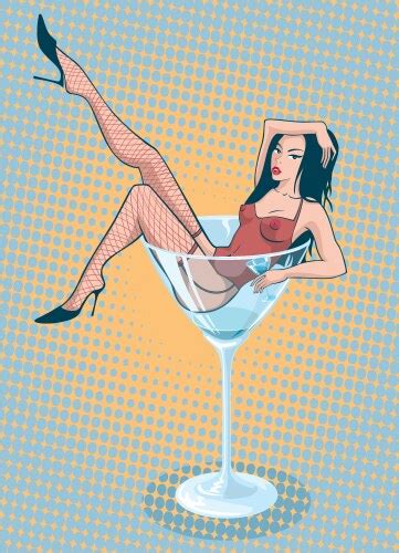 Retro Girl Martini Glass Vector Images Over 200