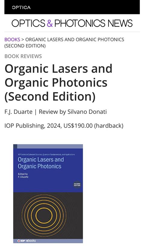 Im Excited To Share That Our Book Has Received A Positive Review Published In Optics