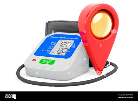 Map Pointer With Electronic Sphygmomanometer 3d Rendering Isolated On