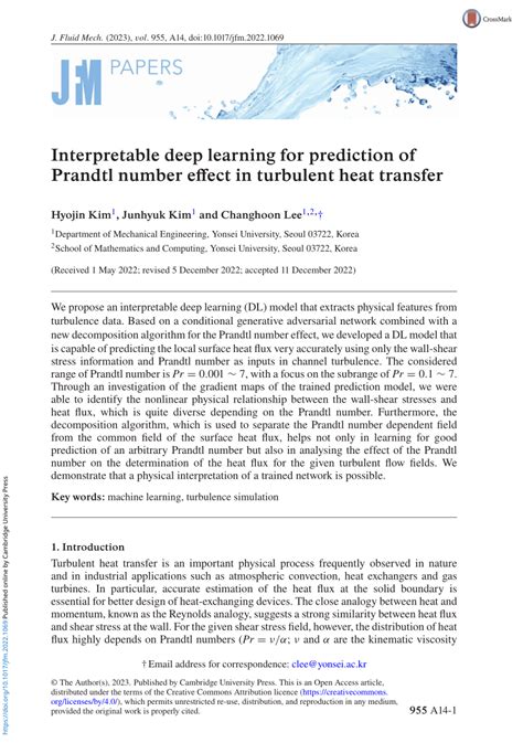 Pdf Interpretable Deep Learning For Prediction Of Prandtl Number Effect In Turbulent Heat Transfer