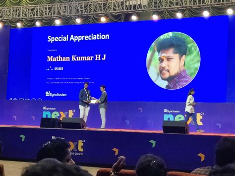 Mathan Kumar H J On Linkedin Syncfusion Specialappriciation Team