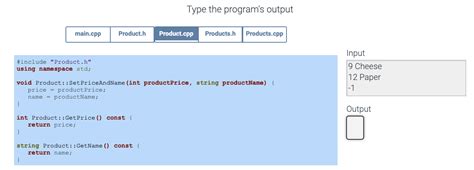 solved type the program s output main cpp product h