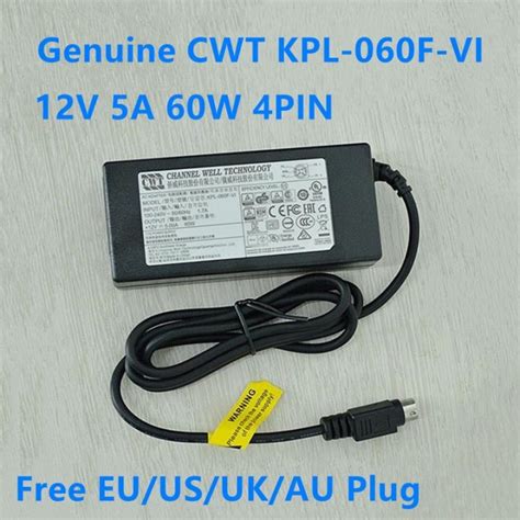 Genuine CWT KPL 060F VI 12V 5A 4PIN 60W AC Adapter Charger For ...