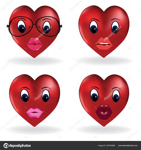 Emoji Heart Smiley Lip Sexy Creator Vector Design Collection Emoticon