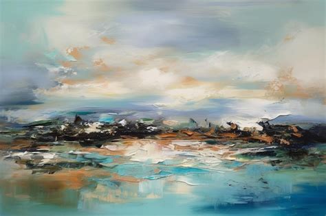 Premium Ai Image A Painting Of A Blue Sky With Clouds And A Small