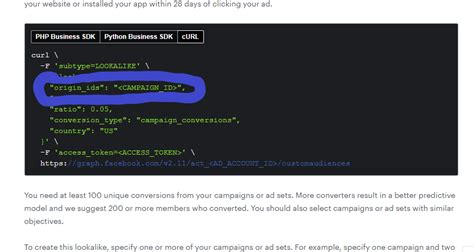 Php Facebook Lookalike Audience Associate With Campaign Or Adset Stack Overflow