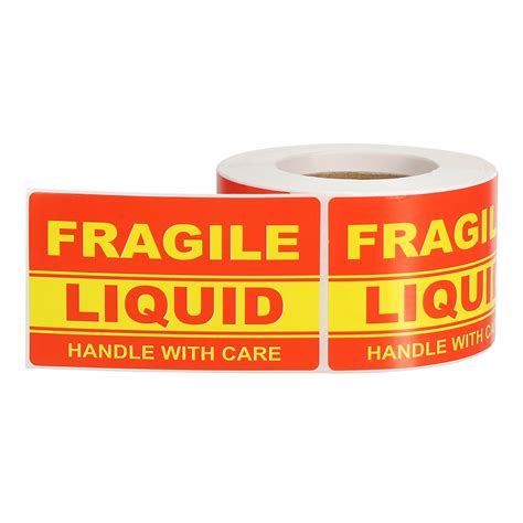 Fragile Liquid Stickers 3x1 8 Inch 300 Pieces Handle With Care Warning