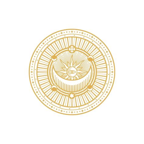 달과 태양 만다라와 마법의 신성한 상징 프리미엄 벡터