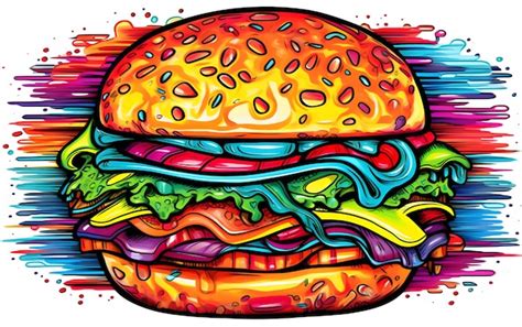 Premium Photo Hand Draw Watercolor Junk Food